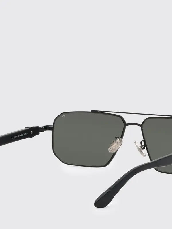 Philipp Plein Aviator Metal Sunglasses With Double Bridge And Hexagon Logo