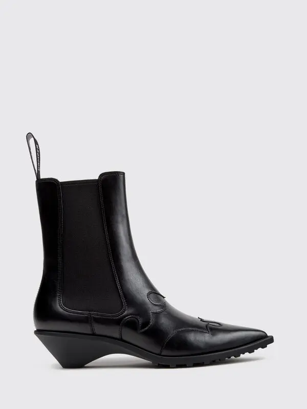 Camper Anita Leather Chelsea Ankle Boots With Sculptural Low Heel - Black