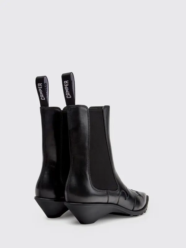 Camper Anita Smooth Leather Chelsea Ankle Boots With Sculptural Low Heel - Black
