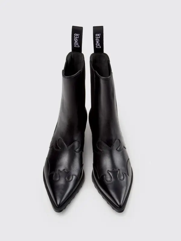 Camper Anita Smooth Leather Chelsea Ankle Boots With Sculptural Low Heel - Black