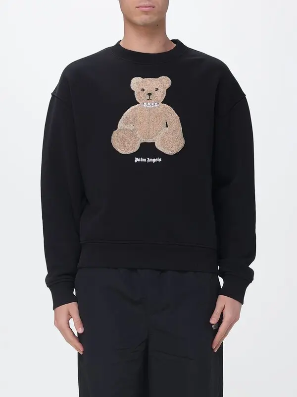 Palm Angels Teddy Bear Cotton Sweatshirt With Embroidery - Black