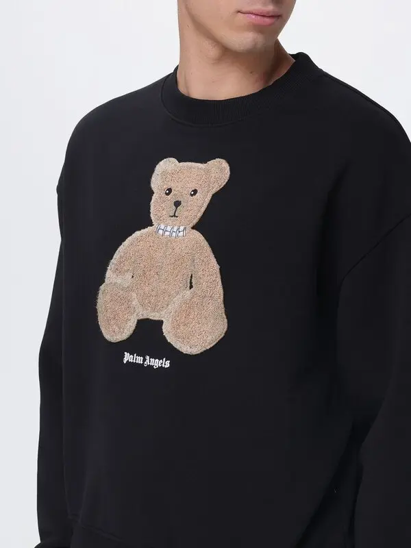 Palm Angels Teddy Bear Cotton Sweatshirt With Embroidery - Black