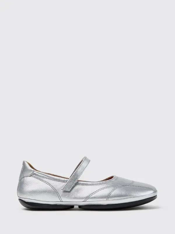 Camper Right Nina Laminated Leather Mary Jane Flats With Hook-and-loop Closure