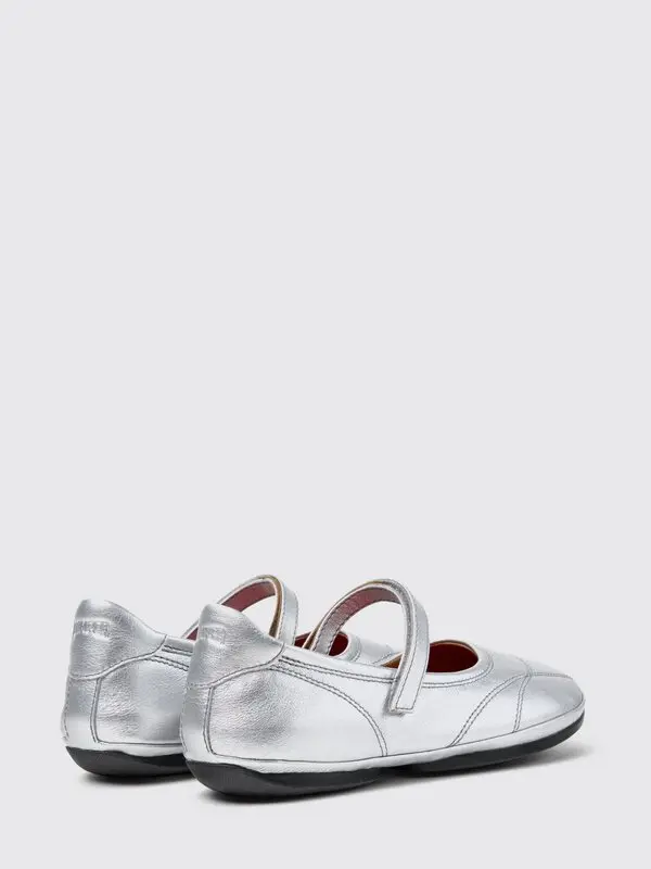 Camper Right Nina Laminated Leather Mary Jane Flats With Hook-and-loop Closure