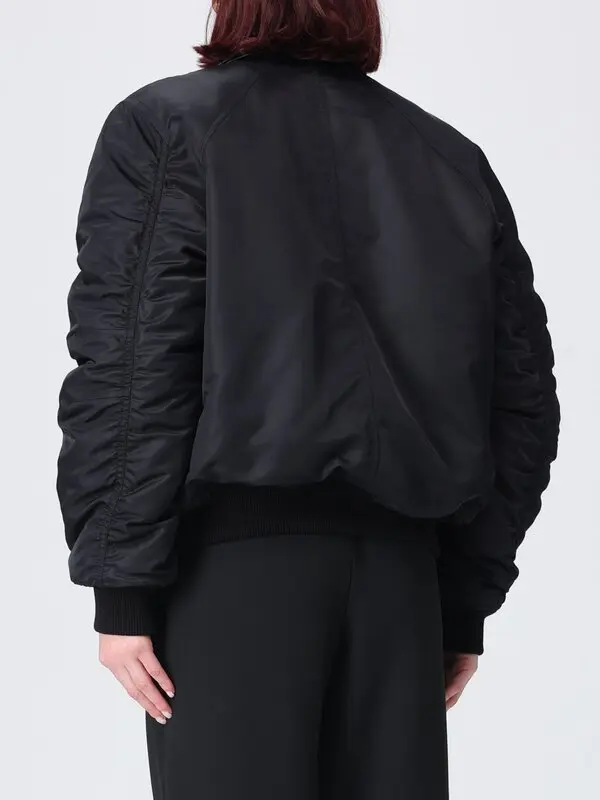 Bottega Veneta Cropped Nylon Bomber Jacket With Leather Collar