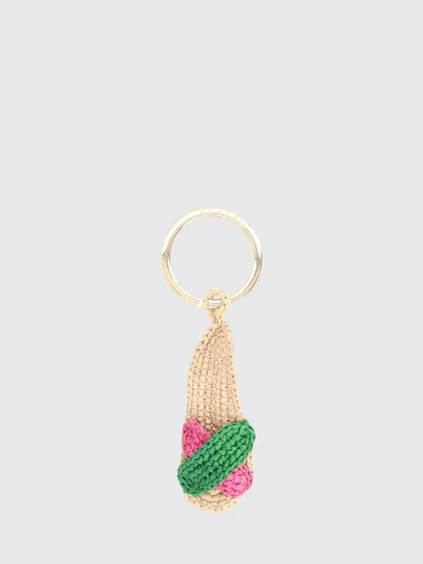 Manebí Two-tone Crochet Raffia Keyring - Pink