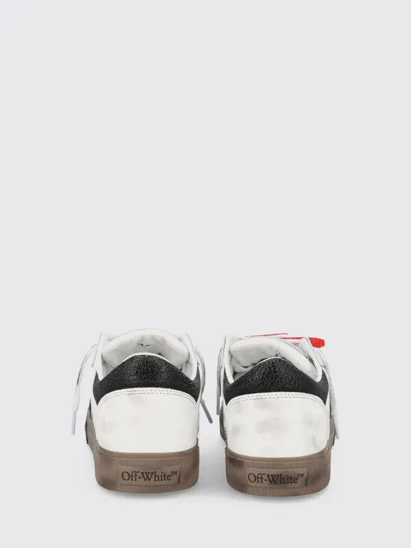 Off-White Vulcanized Low-top Sneakers In Crackled Leather With Side Arrow Logo
