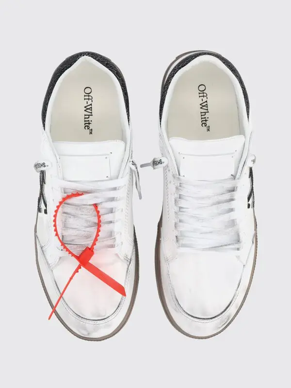 Off-White Vulcanized Low-top Sneakers In Crackled Leather With Side Arrow Logo