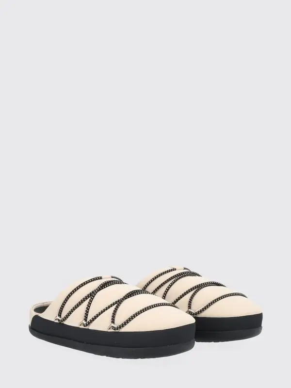 Moon Boot Ripstop Nylon Flat Mules With Webbing Tapes And Rubber Sole
