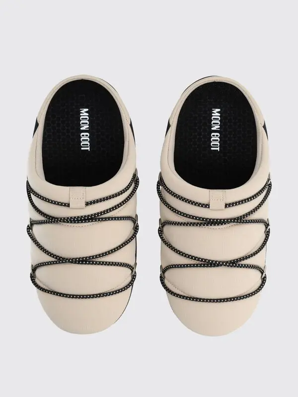 Moon Boot Ripstop Nylon Flat Mules With Webbing Tapes And Rubber Sole