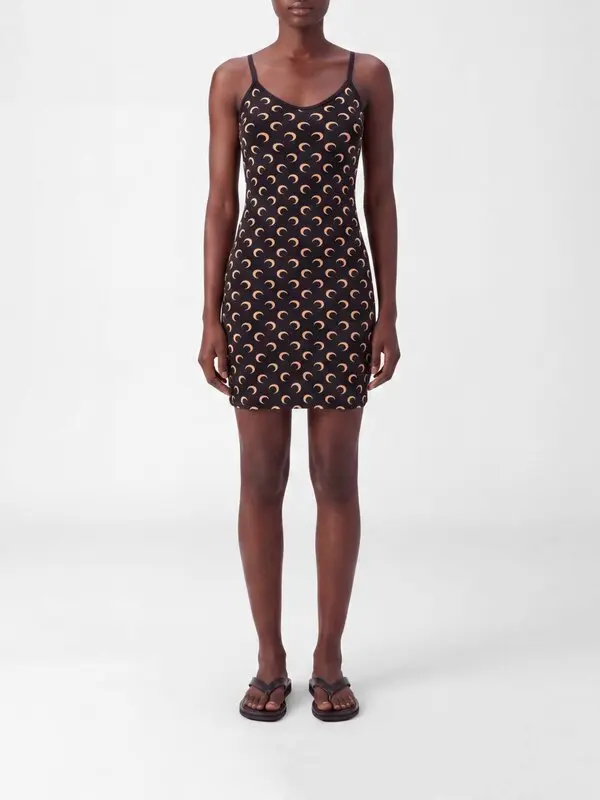MARINE SERRE Printed Jersey Mini Dress - Black