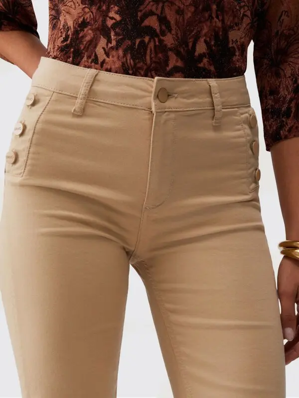 Liu Jo Stretch Cotton Flared Trousers - Cream