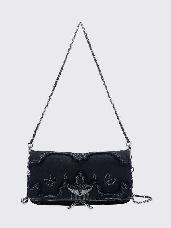 Zadig&Voltaire Rock Embroidered Denim Shoulder Bag