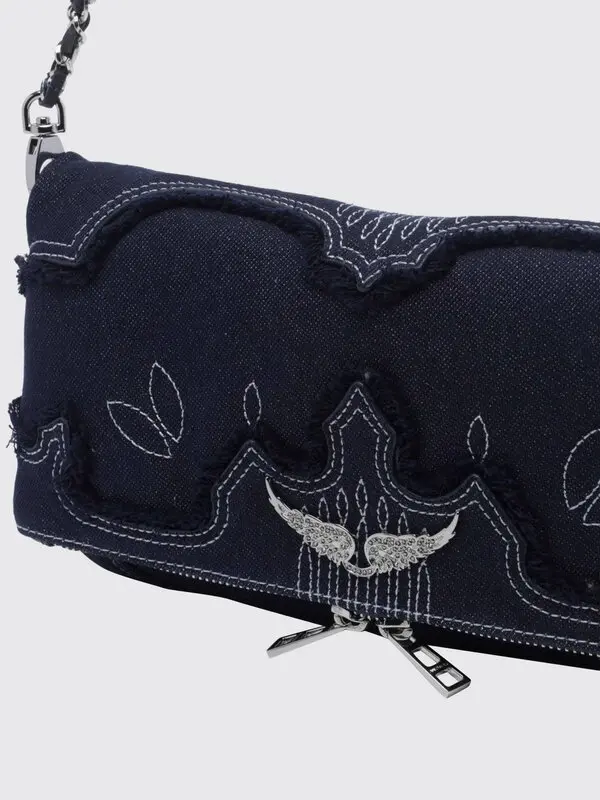 Zadig&Voltaire Rock Embroidered Denim Shoulder Bag