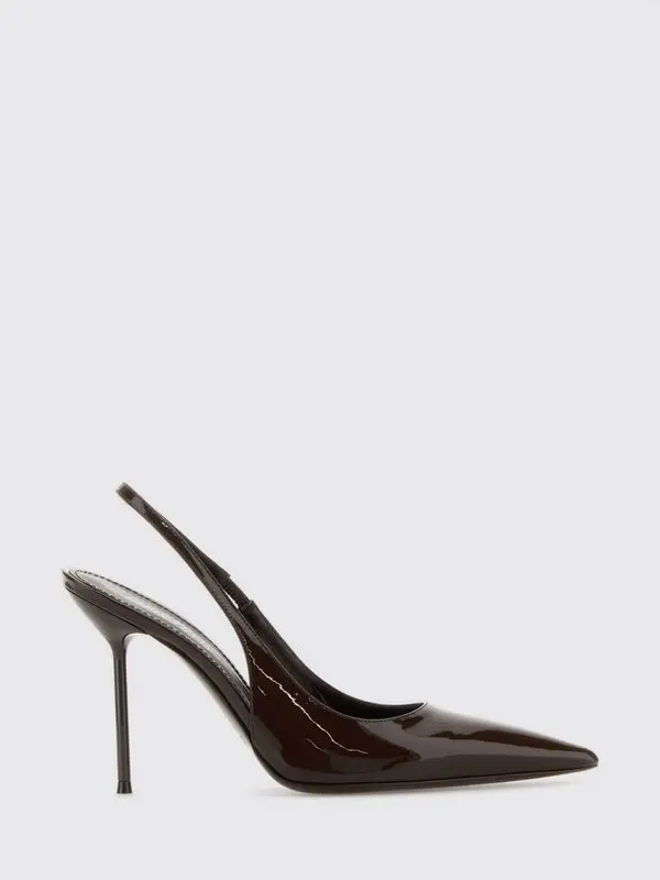Paris Texas Slingback Pointed Toe Stiletto Heel Court Shoes - Ebony