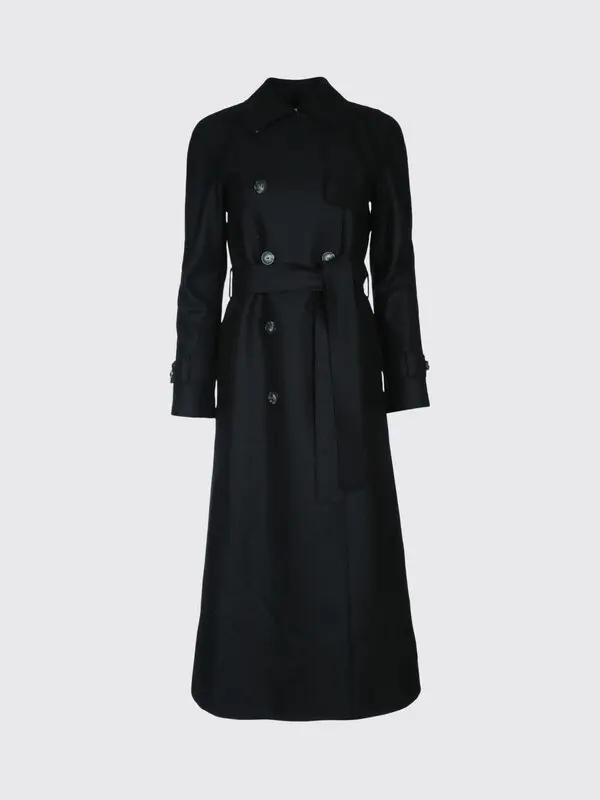 Harris Wharf London Double-breasted Virgin Wool Trench Coat - Black