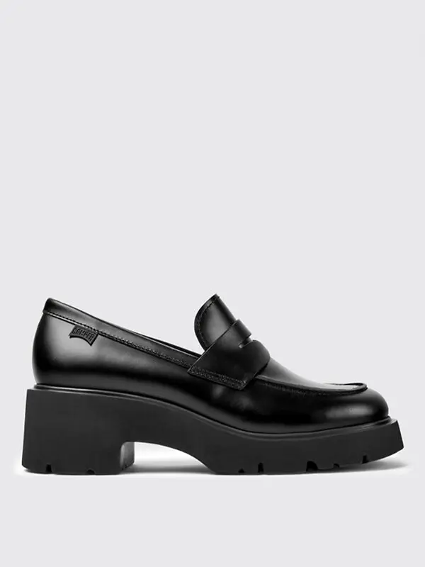 Camper Milah Brushed Leather Loafers - Black