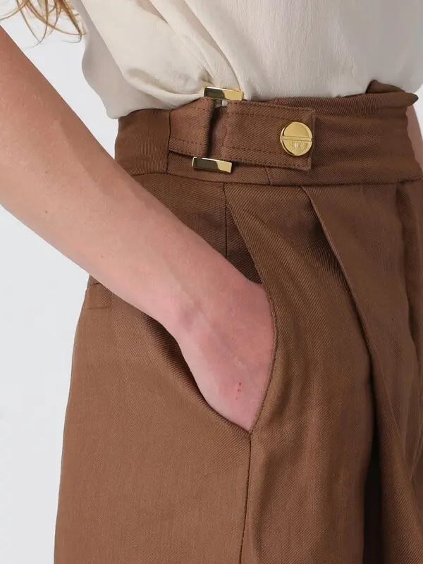 Elisabetta Franchi Linen Blend Shorts - Brown