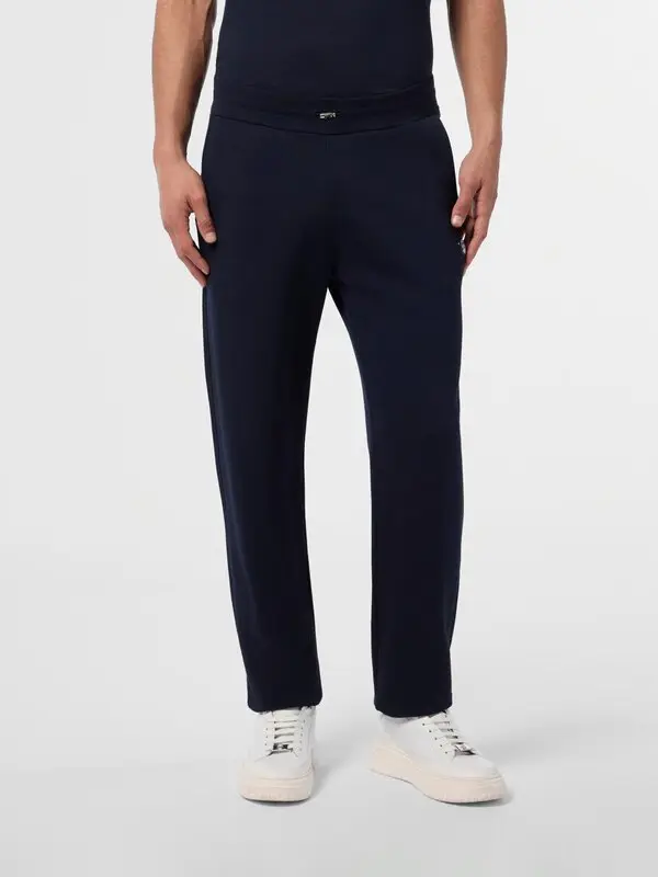 BILLIONAIRE Cotton Jogging Pants With Drawstring Waist And Slant Pockets - Navy