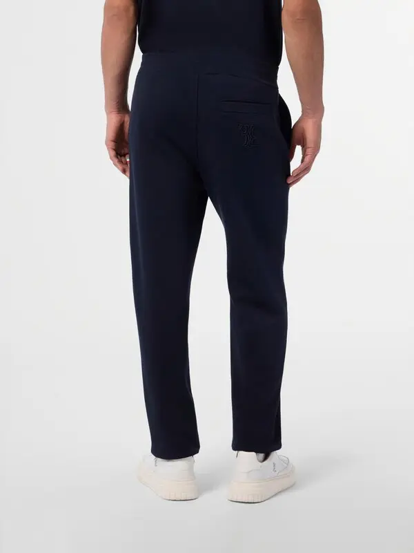 BILLIONAIRE Cotton Jogging Pants With Drawstring Waist And Slant Pockets - Navy