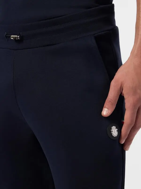 BILLIONAIRE Cotton Jogging Pants With Drawstring Waist And Slant Pockets - Navy