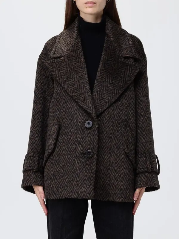 DONDUP Herringbone Wool Blend Coat