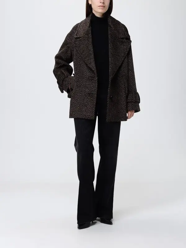 DONDUP Herringbone Wool Blend Coat
