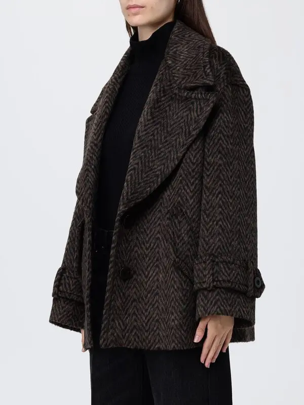 DONDUP Herringbone Wool Blend Coat