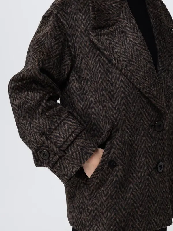 DONDUP Herringbone Wool Blend Coat