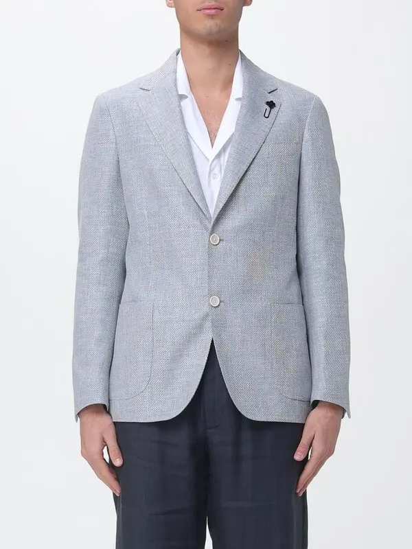 LARDINI Wool And Linen Blazer - Blue