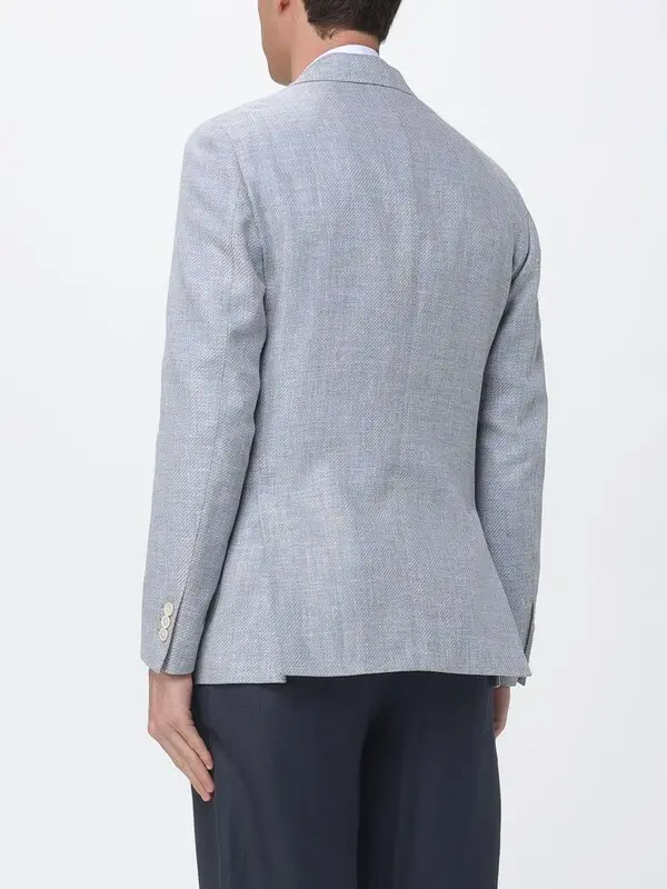 LARDINI Wool And Linen Blazer - Blue
