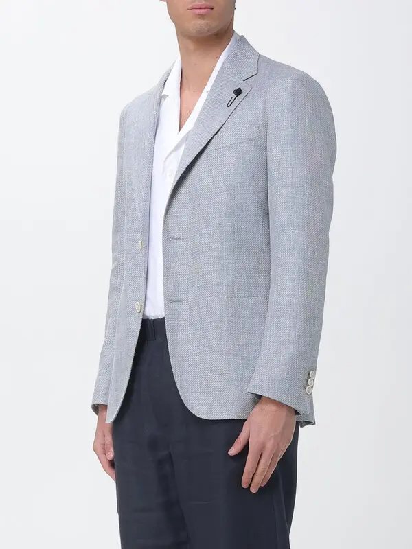LARDINI Wool And Linen Blazer - Blue