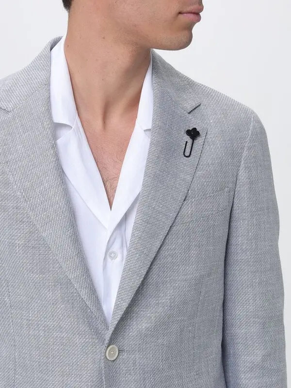 LARDINI Wool And Linen Blazer - Blue