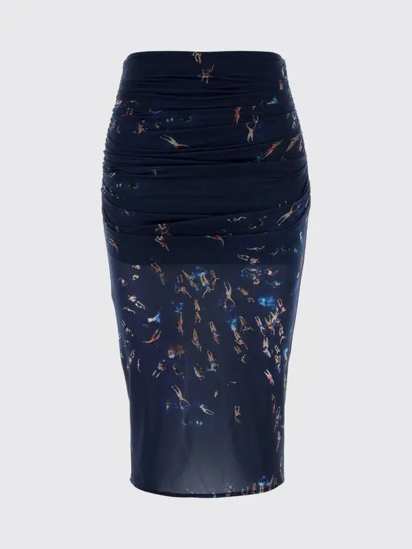 Blumarine Printed Stretch Nylon Midi Skirt