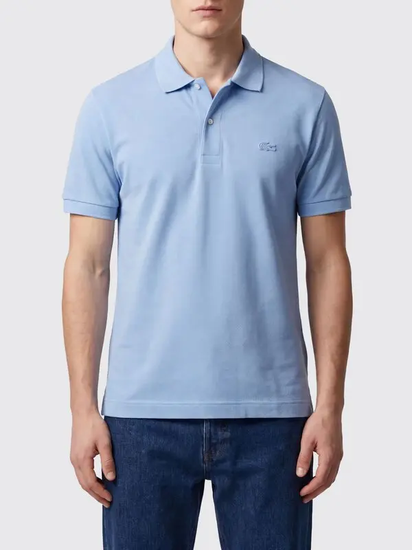 Lacoste Short-sleeve Cotton Polo Shirt With Ribbed Collar - Blue