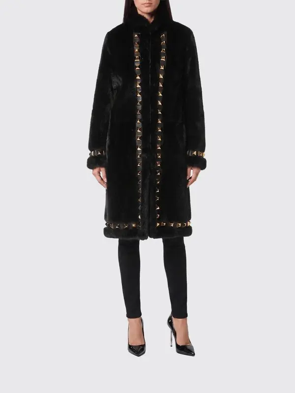 Philipp Plein Studded Single-breasted Mink Fur Coat - Black
