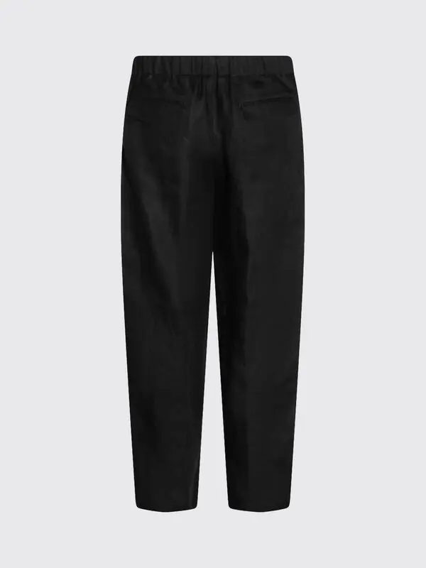 LARDINI Linen Wide-leg Trousers - Black