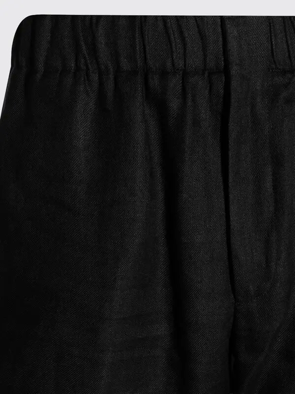 LARDINI Linen Wide-leg Trousers - Black