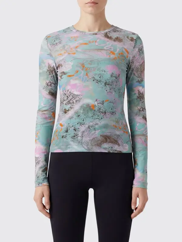 Off-White Long-sleeve Slim Fit Graphic Print Top