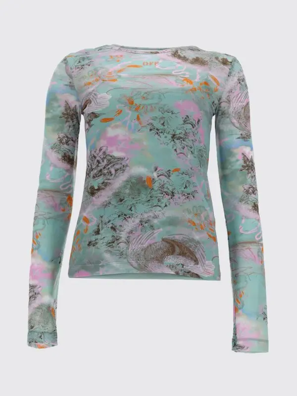 Off-White Long-sleeve Slim Fit Graphic Print Top