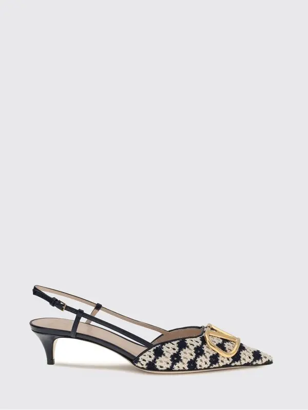 Valentino Garavani Vlogo Signature Embroidered Crochet Low-heel Slingback Pumps - Beige