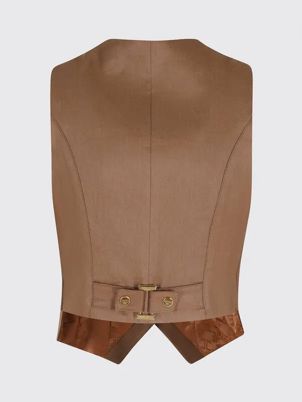 Elisabetta Franchi Linen Blend Vest - Brown