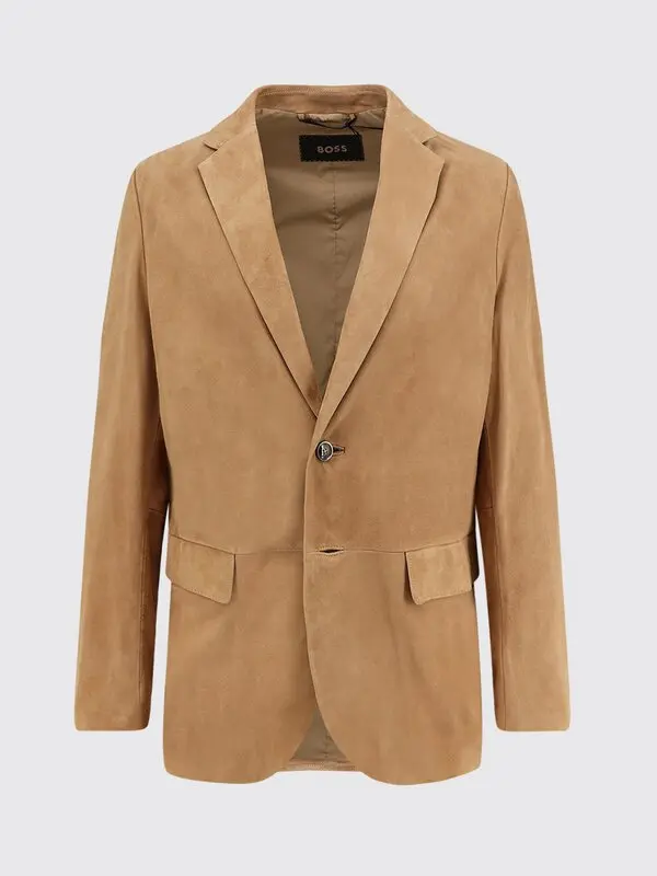 BOSS Single-breasted Suede Blazer With High Collar