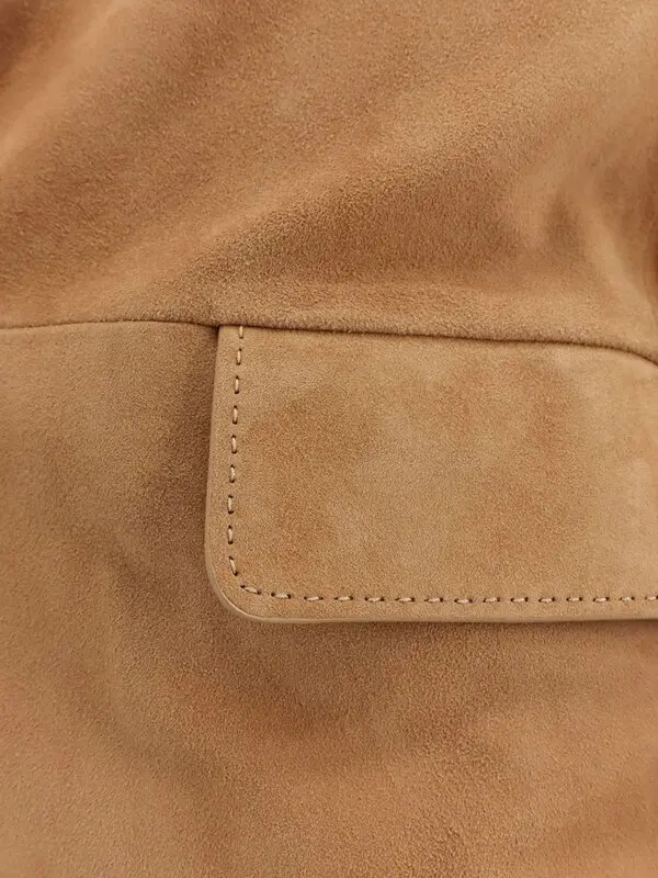 BOSS Single-breasted Suede Blazer With High Collar