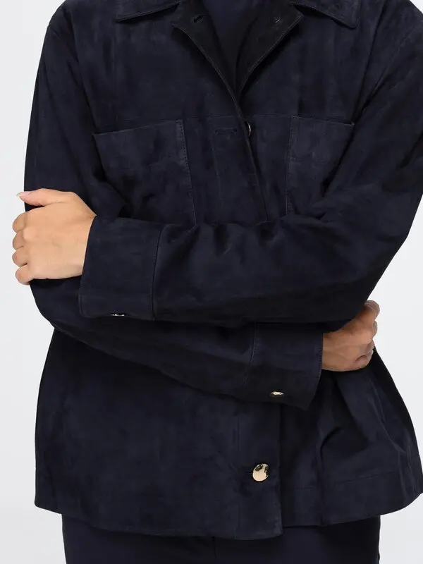 Max Mara Abisso Suede Lambskin Shirt Jacket - Blue