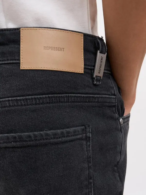 REPRESENT Cotton Denim Flared Jeans - Black