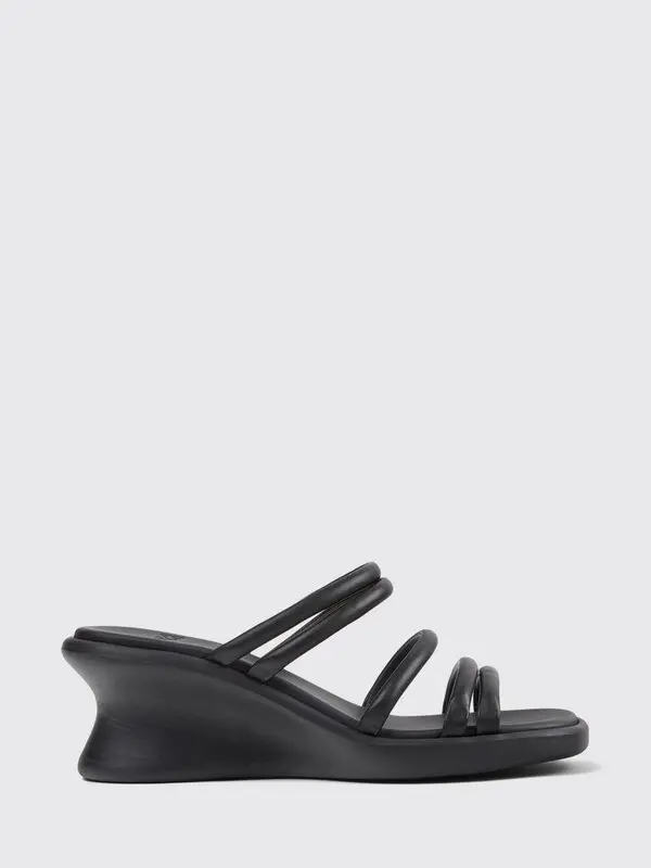 Camper Louise Leather Wedge Sandals - Black