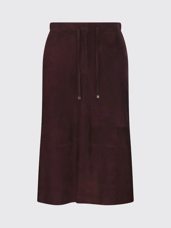 Max Mara Suede Leather A-line Midi Skirt - Ruby