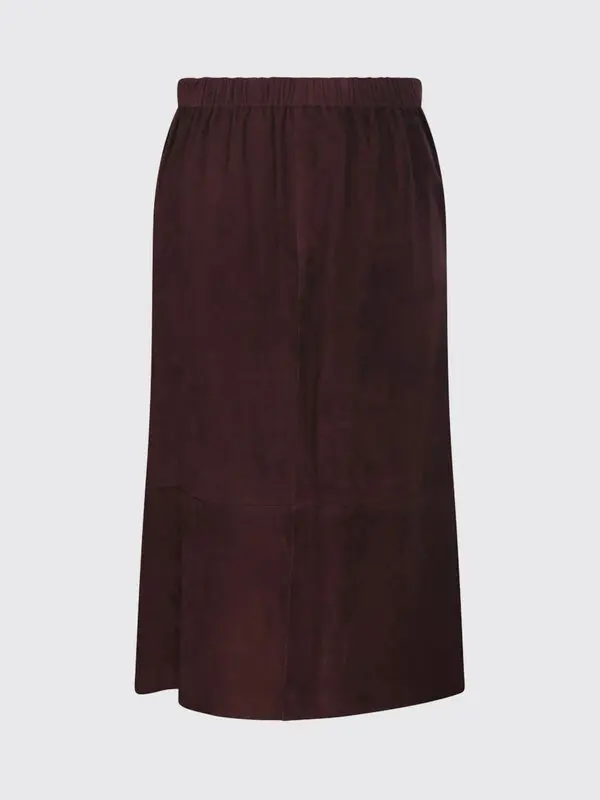 Max Mara Suede Leather A-line Midi Skirt - Ruby