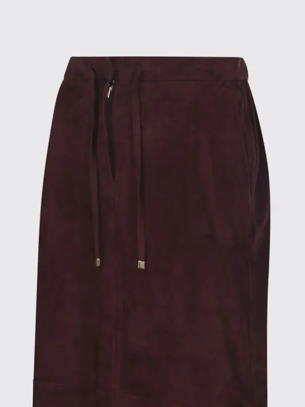 Max Mara Suede Leather A-line Midi Skirt - Ruby